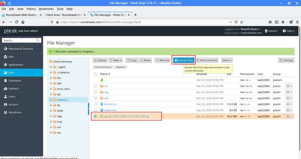 Cara Restore Backup Softaculous ke Plesk Panel Secara Manual