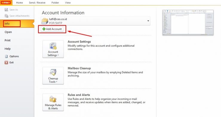 Panduan Setting Alimail ke Outlook – Rumahweb