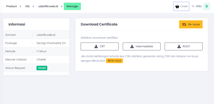 Panduan Konfigurasi SSL Sectigo Melalui Clientzone